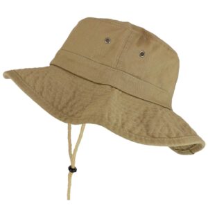 trendy apparel shop xxl oversize large brim 100% cotton outdoor boonie hat - khaki - 3xl