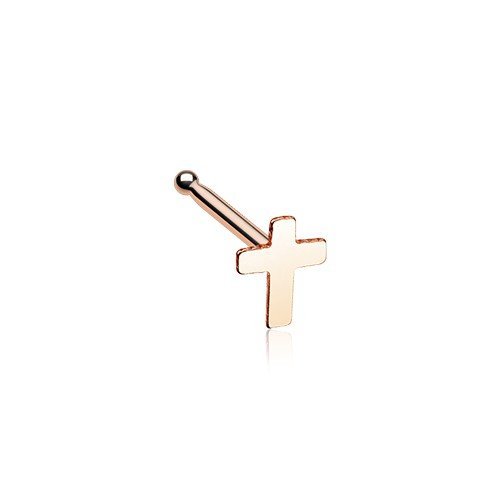 Covet Jewelry Rose Gold Dainty Cross Icon Nose Stud Ring