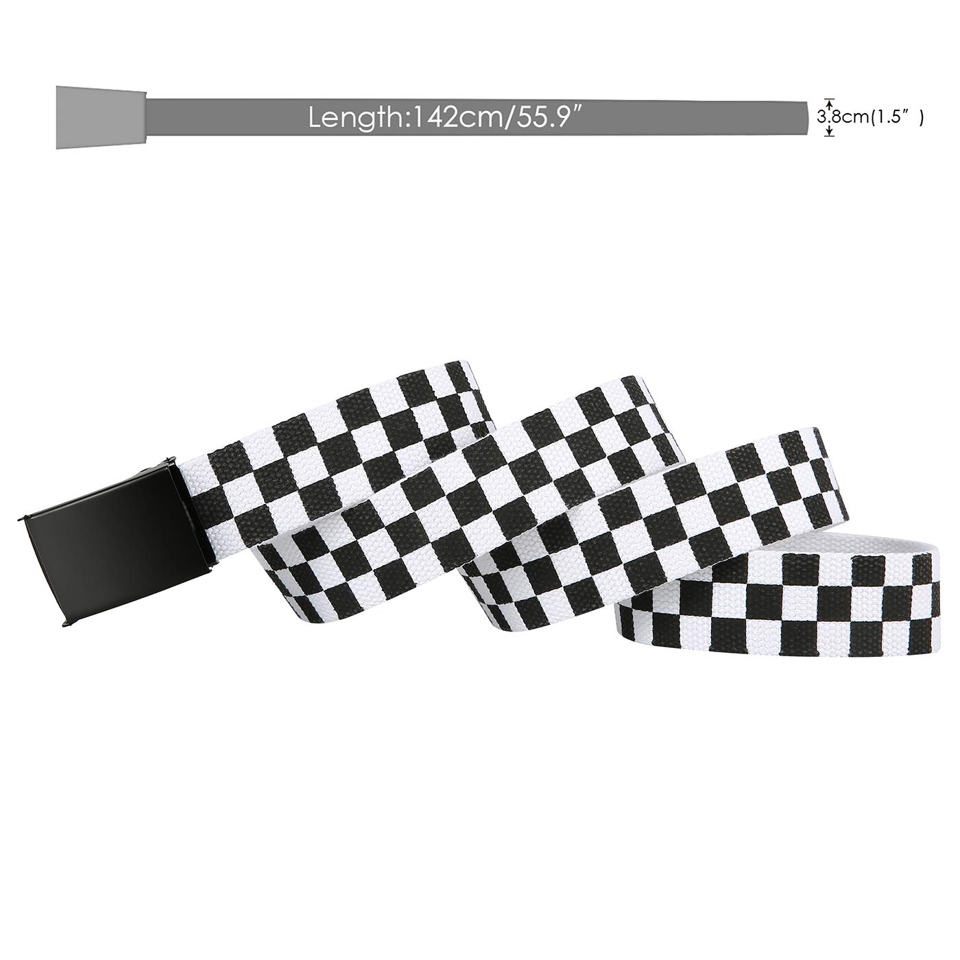 HDE Boys Black White Checkered Belt Military Canvas Web Belts for Men