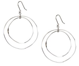 spunkysoul thin double hoop light wight earrings in gold and silver for women (silver)