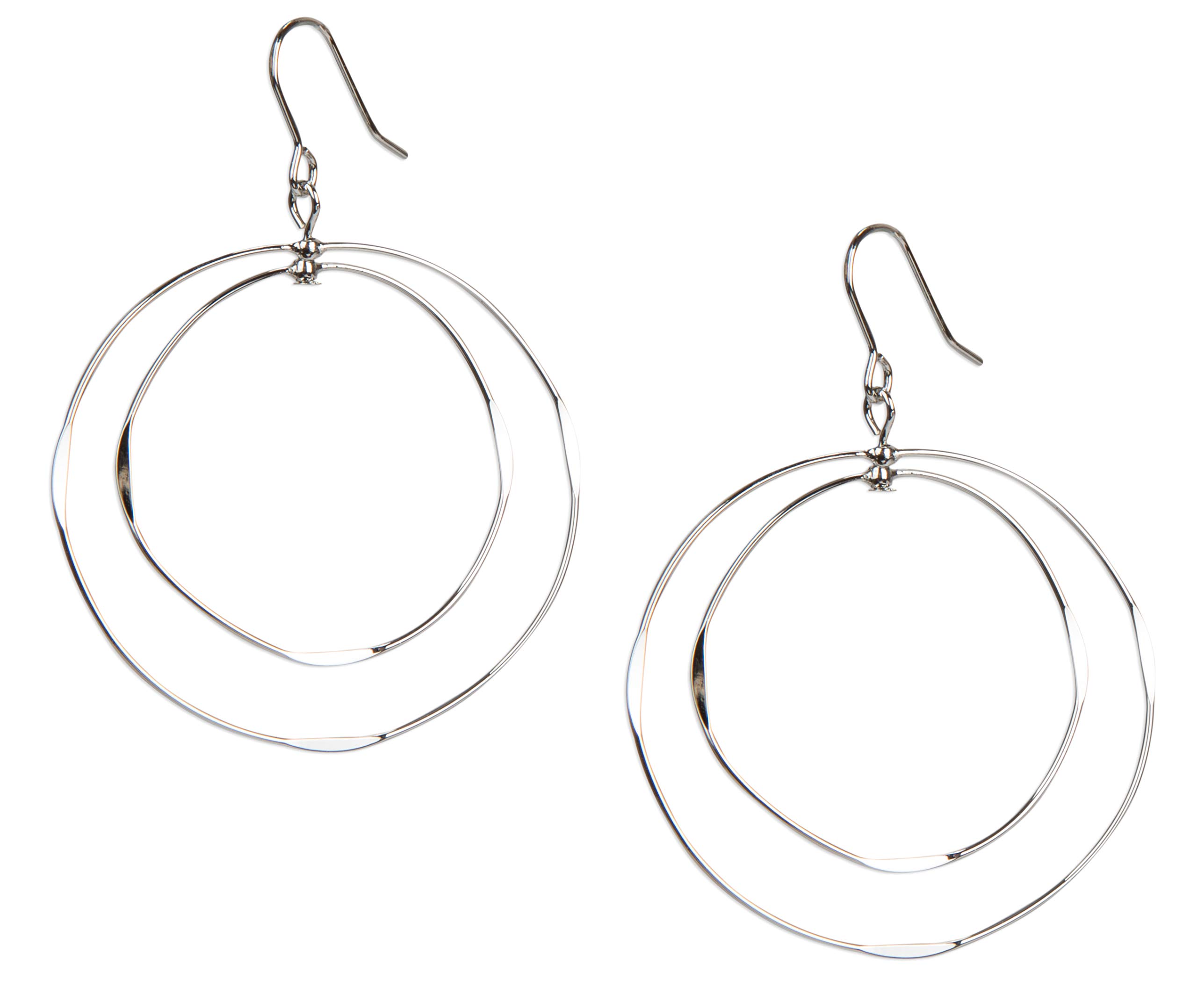 SPUNKYsoul Thin double Hoop Light Wight Earrings in Gold and Silver for Women (Silver)