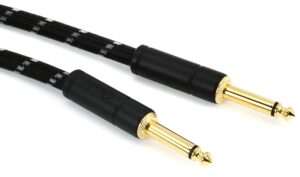 fender deluxe series instrument cable, straight/straight, black tweed, 15ft