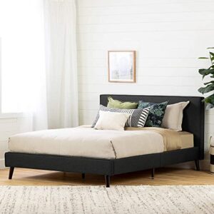 south shore gravity modern padded upholstered platform bed and headboard-queen-charcoal gray