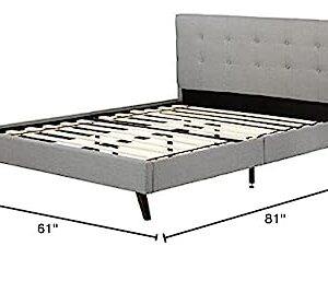 South Shore Fusion Padded Upholstered Platform Bed and Headboard-Queen-Medium Gray