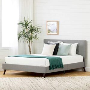 south shore fusion padded upholstered platform bed and headboard-queen-medium gray