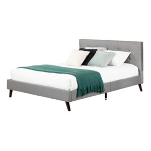 South Shore Fusion Padded Upholstered Platform Bed and Headboard-Queen-Medium Gray