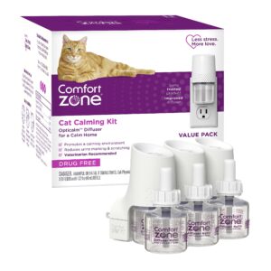 comfort zone cat calming diffuser: 3 pheromone diffusers & 6 refills