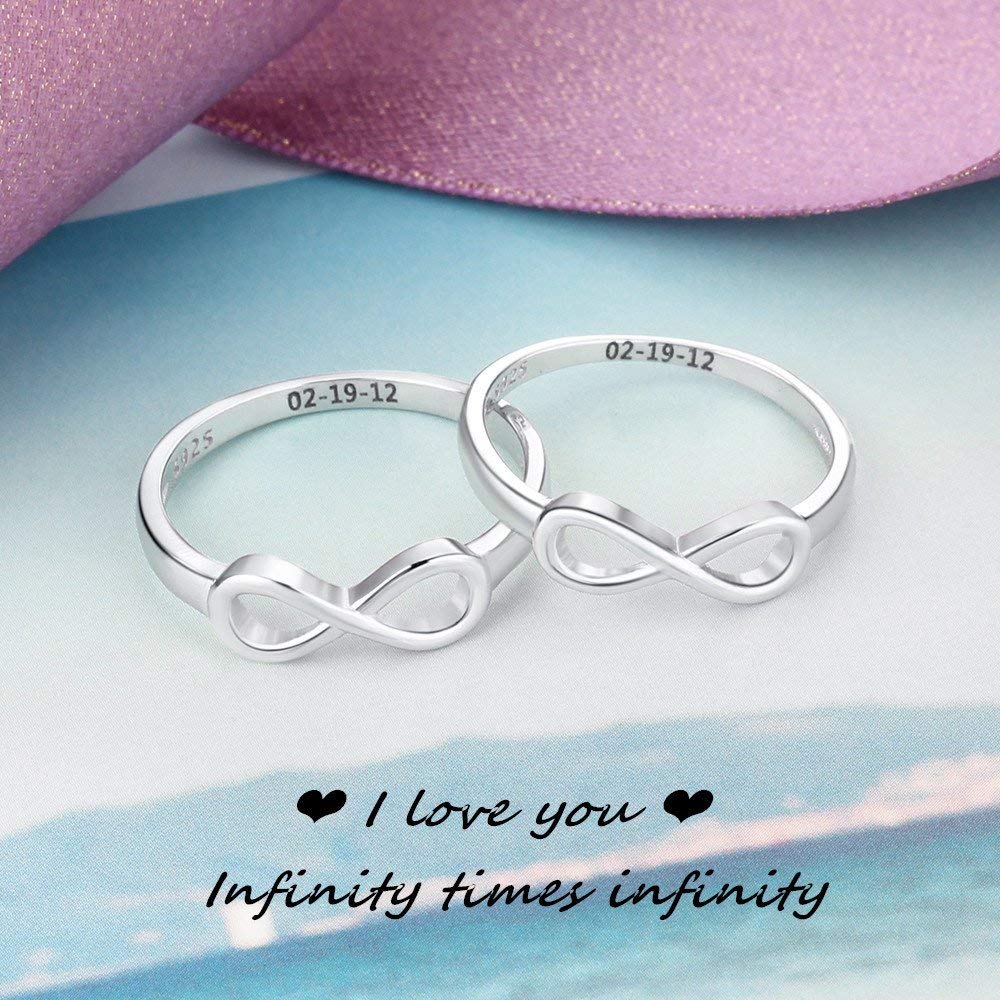 Fortheday Personalized Infinity Knot Rings for Women Best Friends Promise Rings for BFF Custom Sisters Infinity Rings Engagement Wedding Bands