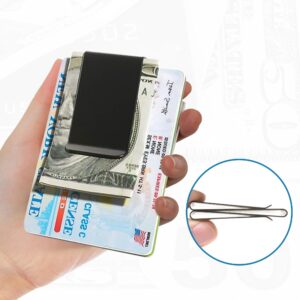 Money Clip, Cash Clip, Minimalist Wallet Slim Wallet Credit Business Card Holder, Stainless Steel, Sleek & Secure Credit Card Holder for School, Work and Daily Life Use, Ideal Men's Boy's Gift