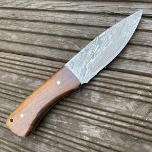 Perkin Hunting knife with Sheath Damascus Steel full tang BT11