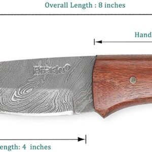 Perkin Hunting knife with Sheath Damascus Steel full tang BT11