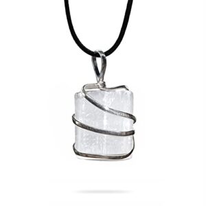 ayana selenite crystal pendant necklace for women - taurus birthstone | handmade necklaces with ethically sourced genuine healing crystals and healing stones | crystal necklaces for women trendy