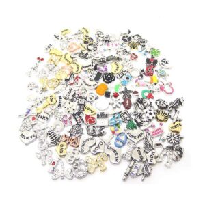 100 assorted floating locket charms