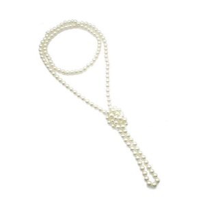 long layered pearl y necklace - boho 6mm fake pearls beaded choker layering statement necklaces (white)