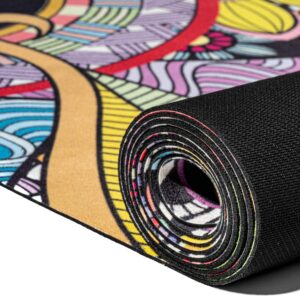 3mm Yoga Mandala Mat with Rubber Base and Suede Face multicolor