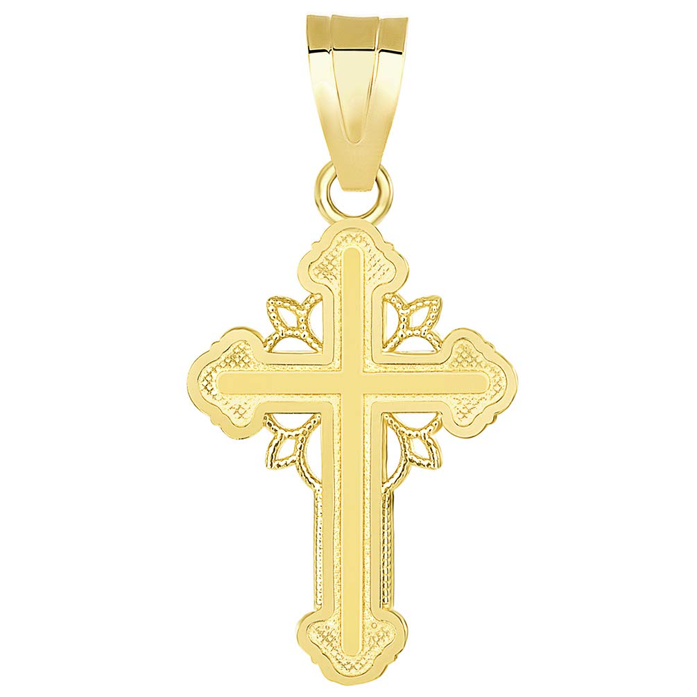 Jewelry America 14k Yellow Gold Dainty Greek Orthodox Cross Charm Pendant