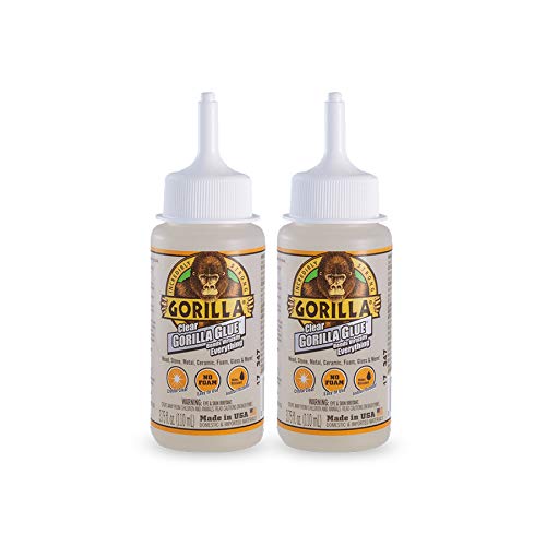 Gorilla Glue Clear, Non-Foaming, Water Resistant, Indoor & Outdoor, Versatile Bonding Usage, Easy Application Nozzle, 3.75oz/110ml Bottle, (Pack of 2)