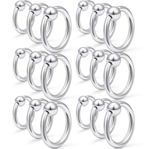 scerring 18pcs 14g captive bead piercing ring stainless steel nose septum tragus helix nipple belly lip eyebrow hoop rings 10mm 12mm 14mm silver