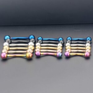 SCERRING 18PCS 12G Stainless Steel Eyebrow Tragus Helix Rook Daith Earrings Tongue PA Nipple Ring Barbell with Balls Body Piercing Jewelry 12mm 14mm 16mm Mix Color