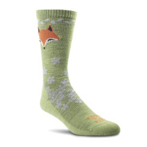 farm to feet women's standard emeryville light cushion crew merino wool socks, mosstone, large