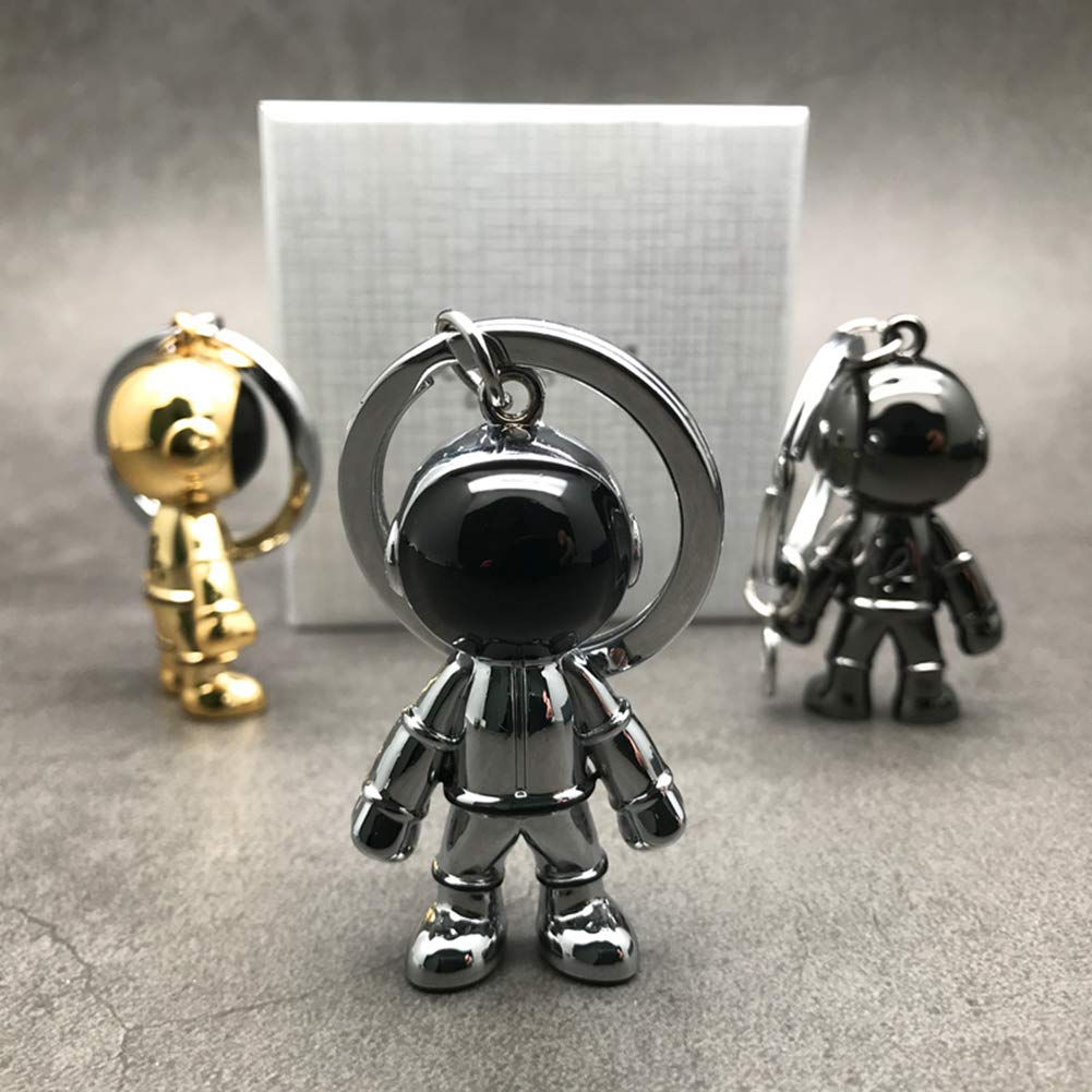 MUAMAX Sliver Spaceman Keychains for Men Creative Astronaut Spacemen Car Key Chain Car Key Accessory Backpack Purse Bag Charms Lucky Astronaut Keyrings Men/Women