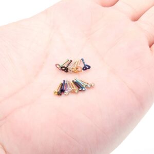 SCERRING 20G 18PCS Stainless Steel Heart Bone Nose Stud Rings Piercing Jewelry 2mm Cubic Zirconia