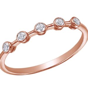 Samaira Jewelry Five-Stone Bezel Natural Diamond Accent Stackable Wedding Band Ring in 14k Rose Gold Over 925 Sterling Silver (1/20 Cttw, I-J Color, I2-I3 Clarity) Ring Size-7