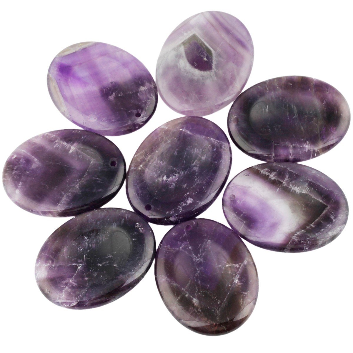 Nupuyai Oval Worry Stones Healing Crystal Polished Thumb Palm Stone Pendant for Unisex, Amethyst