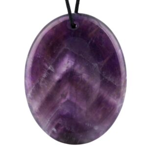 Nupuyai Oval Worry Stones Healing Crystal Polished Thumb Palm Stone Pendant for Unisex, Amethyst