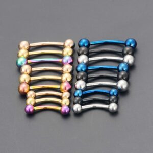 SCERRING 18PCS 14G Stainless Steel Eyebrow Tragus Helix Rook Daith Earrings Belly Tongue Nipple Lip Ring Barbell With Balls Body Piercing Jewelry 10mm 12mm 14mm Mix Color