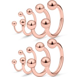 scerring 4 pairs 20g 16g 14g 12g stainless steel nose horseshoe hoop rings eyebrow lip ear tragus cartilage daith septum nipple belly pa retainer piercing jewelry 10-16mm rose gold