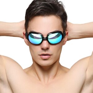 Firesara Swim Goggles, No Leaking Large Frame Wide View Pool for Women Men