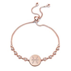 ensianth rose gold zodiac sign adjustable bracelet birthday gift for women (br-pisces)