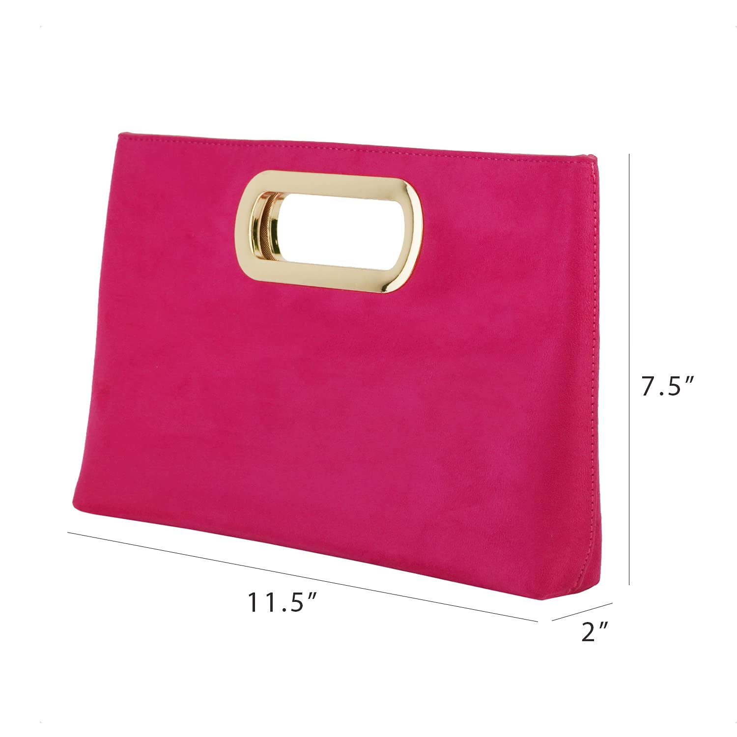 Top Handle Faux Suede Clutch (Fuchsia)