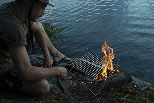 Wolf and Grizzly Grill Edition Kit | Camping Grill for Backpacking, Camping and Bushcraft | The Perfect Compact, Folding Grill for Your Next Adventure | Camping Grill Grate Over Fire/Campfire Grill