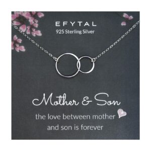 efytal mother son necklace, sterling silver mother son gifts, mom birthday gifts from son, mother and son gifts, mother and son jewelry