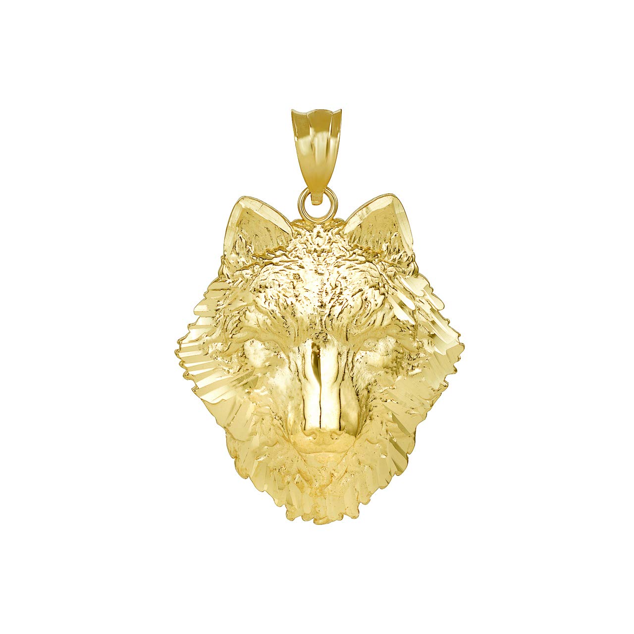 Fine 10k Yellow Gold Tribal Wolf Head Charm Pendant