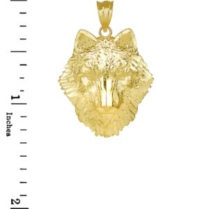 Fine 10k Yellow Gold Tribal Wolf Head Charm Pendant