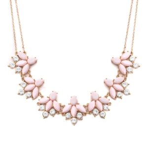 jertocle holiday necklace for women crystal mardi gras st.patrick's day flower collar necklace rhinestone carnival lucky bib choker necklace festive party jewelry gifts (pink)