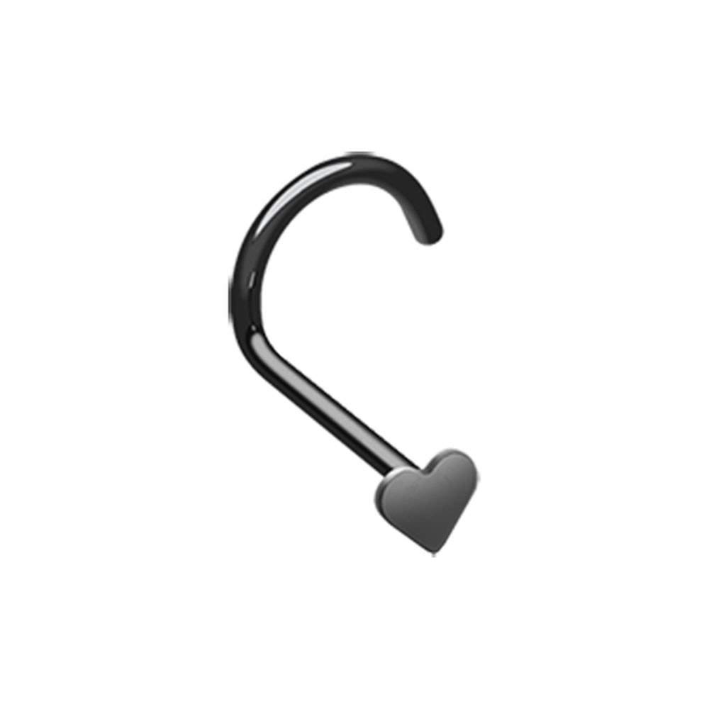 Colorline Heart Nose Screw Ring (Black)