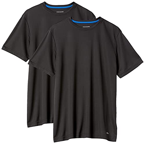 Amazon Essentials Men's Active Performance Tech T-Shirt (Available in Big & Tall), Pack of 2, Black, Large