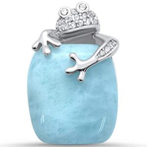 blue apple co. frog pendant cubic zirconia round simulated larimar 925 sterling silver