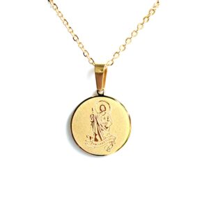 aa stainless steel st. jude thaddeus pendant with prayer and 22" chain