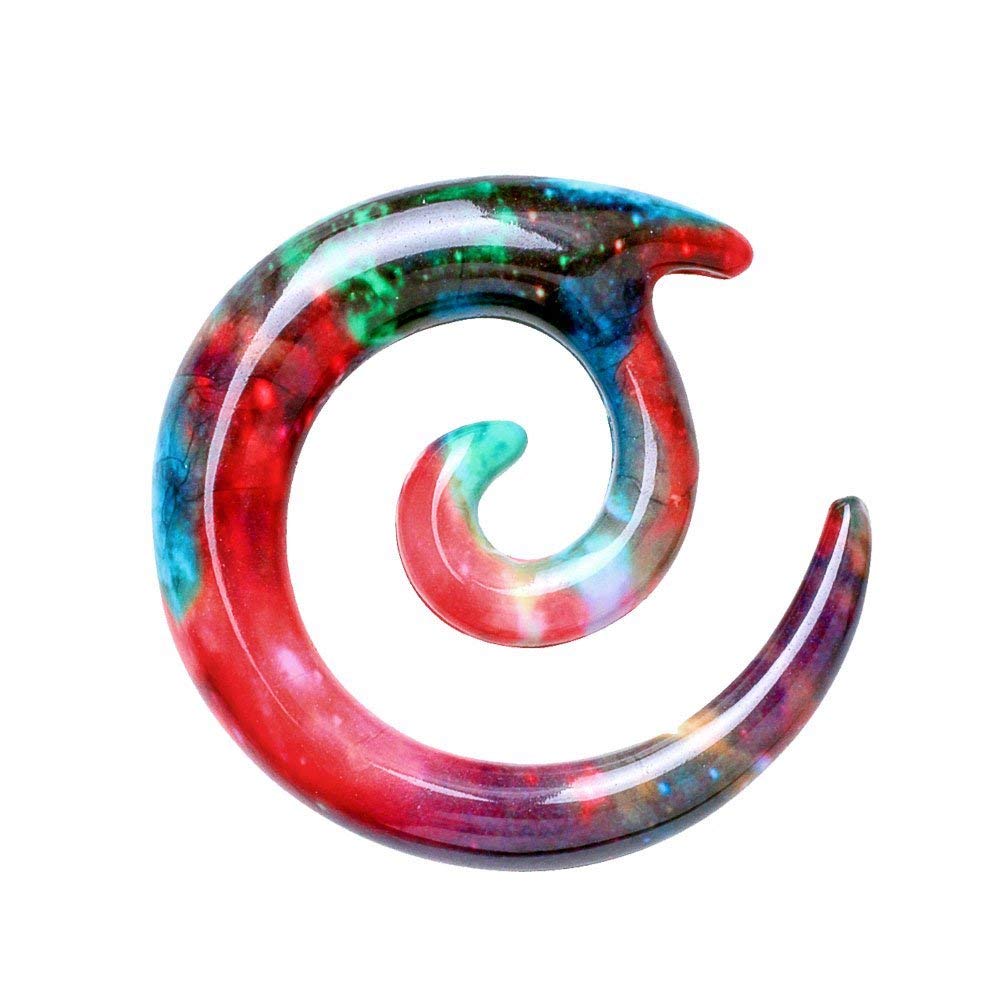 Covet Jewelry Cosmic Galaxy Acrylic Ear Gauge Spiral Hanging Taper (12 GA (2mm))