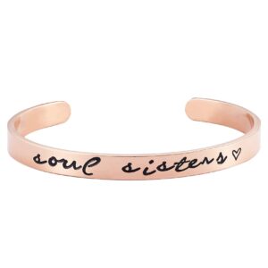 lparkin soul sister bracelet gift jewelry bff bracelet friendship best friend (rose gold plated)