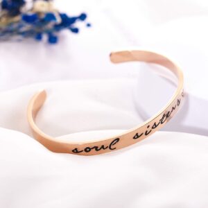 LParkin Soul Sister Bracelet Gift Jewelry Bff Bracelet Friendship Best Friend (Rose Gold Plated)