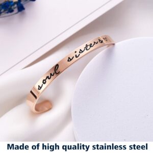 LParkin Soul Sister Bracelet Gift Jewelry Bff Bracelet Friendship Best Friend (Rose Gold Plated)