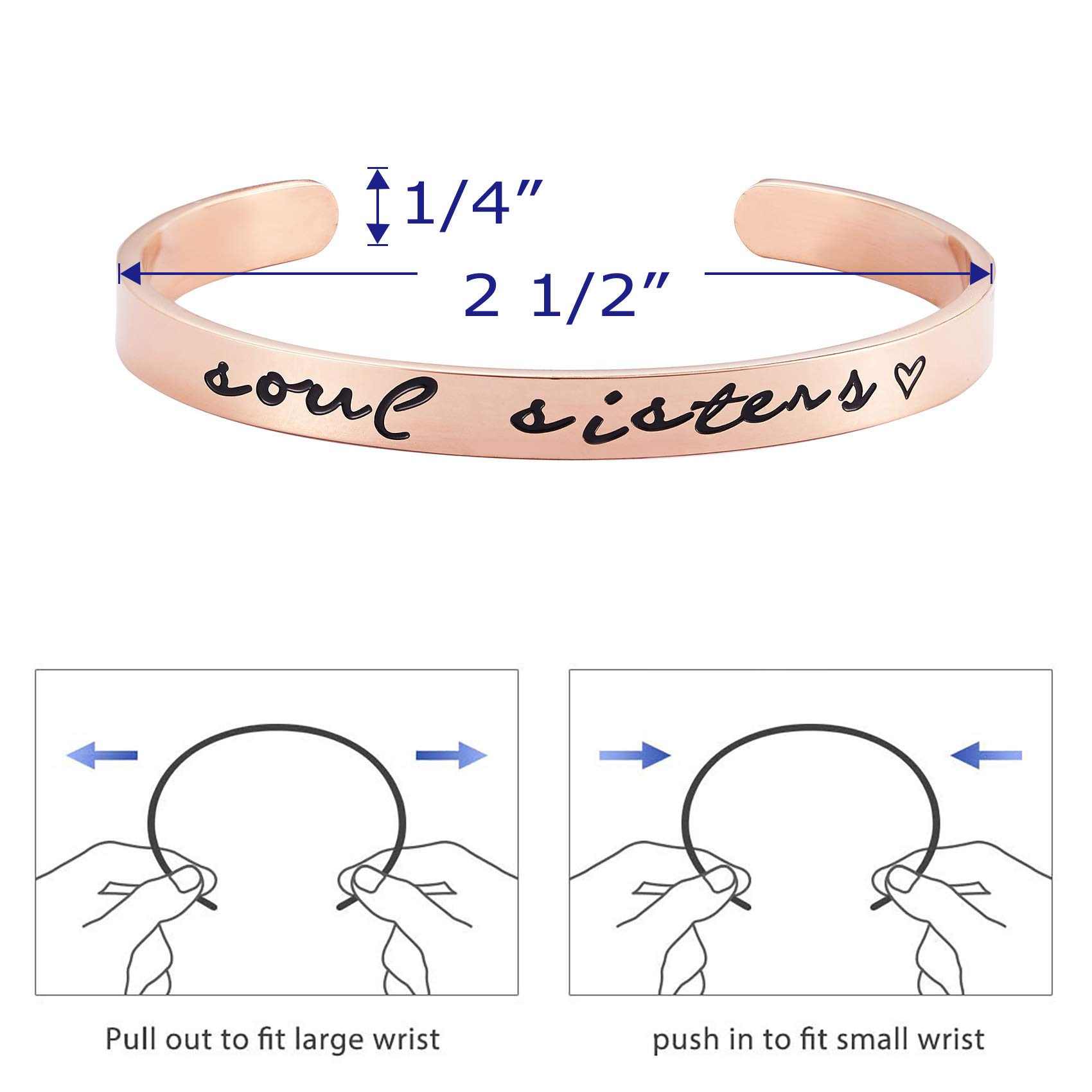 LParkin Soul Sister Bracelet Gift Jewelry Bff Bracelet Friendship Best Friend (Rose Gold Plated)