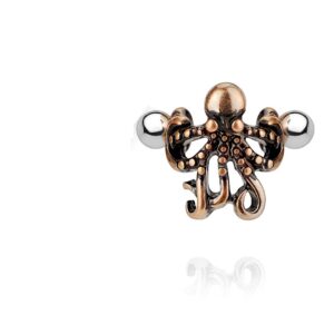 amelia fashion 16 gauge brass octopus ear cartilage/helix cuff 316l surgical steel (bronze octopus)