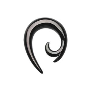 covet jewelry blackline ivy hook steel ear gauge spiral hanging taper (10 ga (2.4mm))